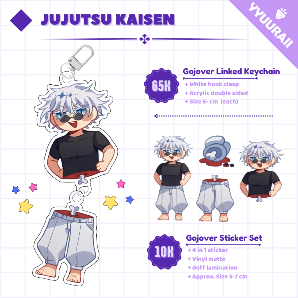 Jual JUJUTSU KAISEN || SPOILER Gojo Linked Keychain and Gojo Sticker ...