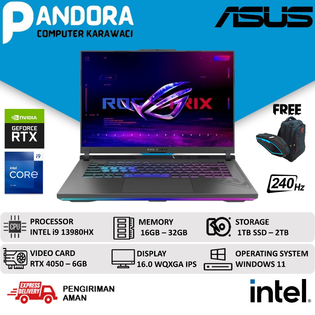 Jual ASUS ROG STRIX G16 G614JU i9 13980HX RTX 4050 16GB 1TB SSD WQXGA ...