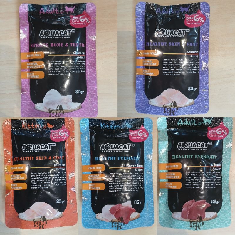 Jual Makanan Kucing Sachet AQUACAT Pouch Kitten Adult Tuna Chicken ...
