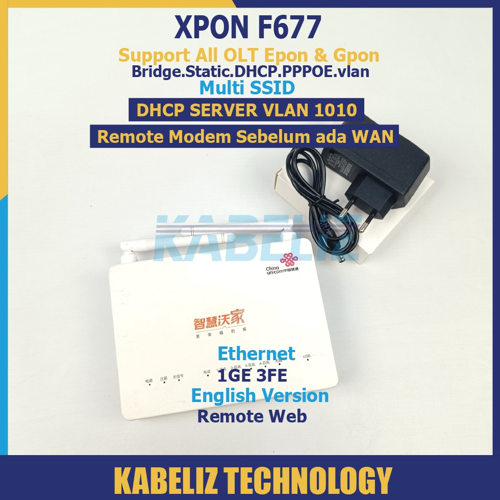 Jual KODE A72C ONU XPON F677 V2 SUPPORT ALL OLT EPON DAN ALL OLT GPON ...