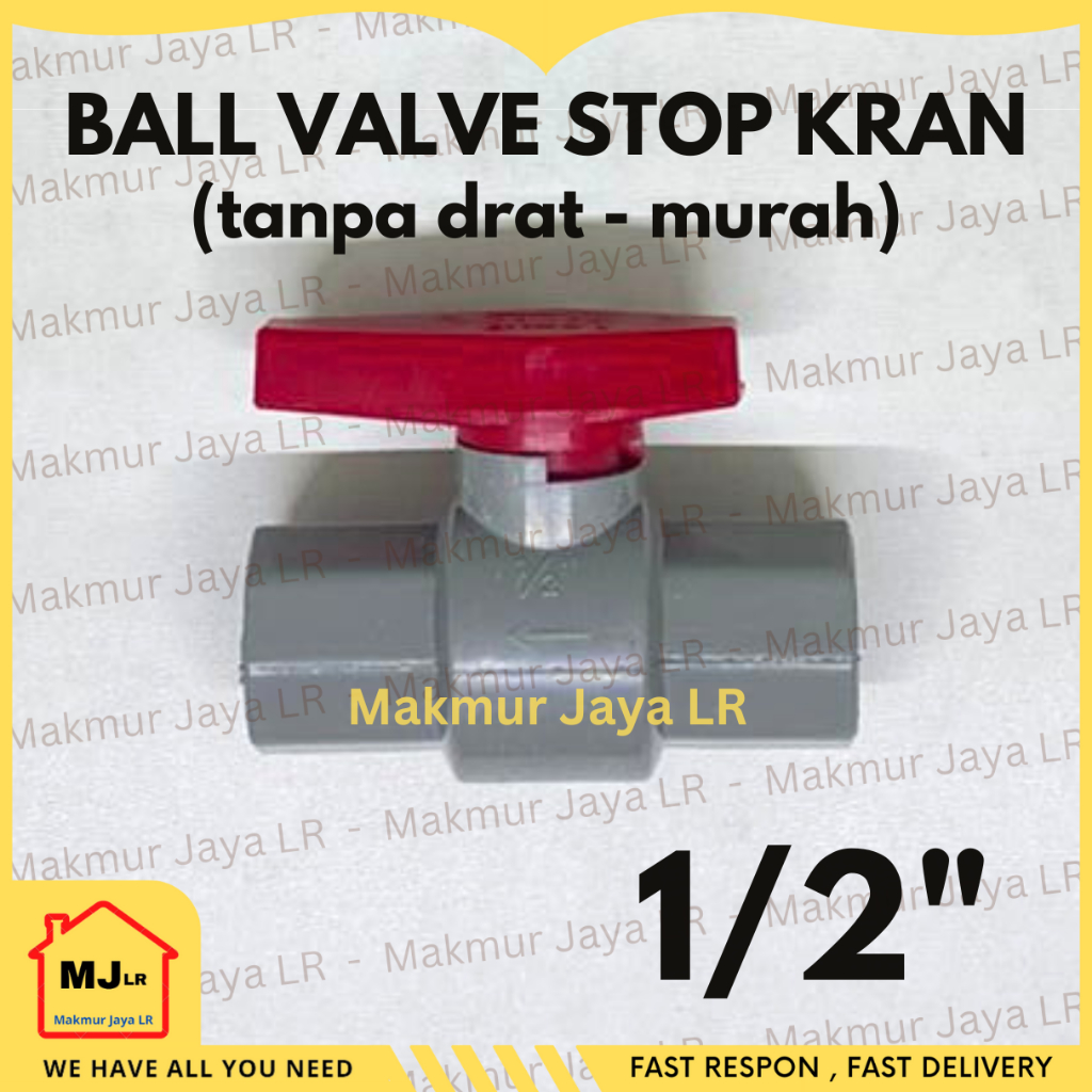 Jual Ball Valve StopKran 1/2" 1/2 inch POLOS TANPA DRAT PVC Ballvalve ...