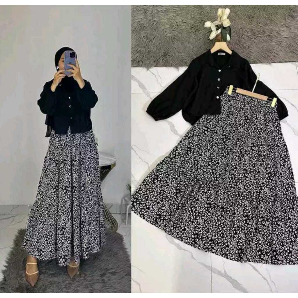 Jual ZARA SETELAN ROK FLOWER RAYON MIX KRINGKLE | SETROK CANTIK ...