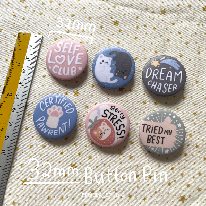 Jual 32mm Button Pin / Pin Peniti Sedang Semula Studio | Shopee Indonesia