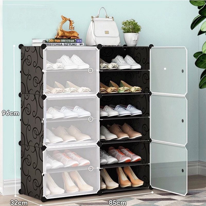Jual Rak Sepatu Penutup Portable 6 Pintu 6 Susun 12 Kolom Rak Sepatu ...