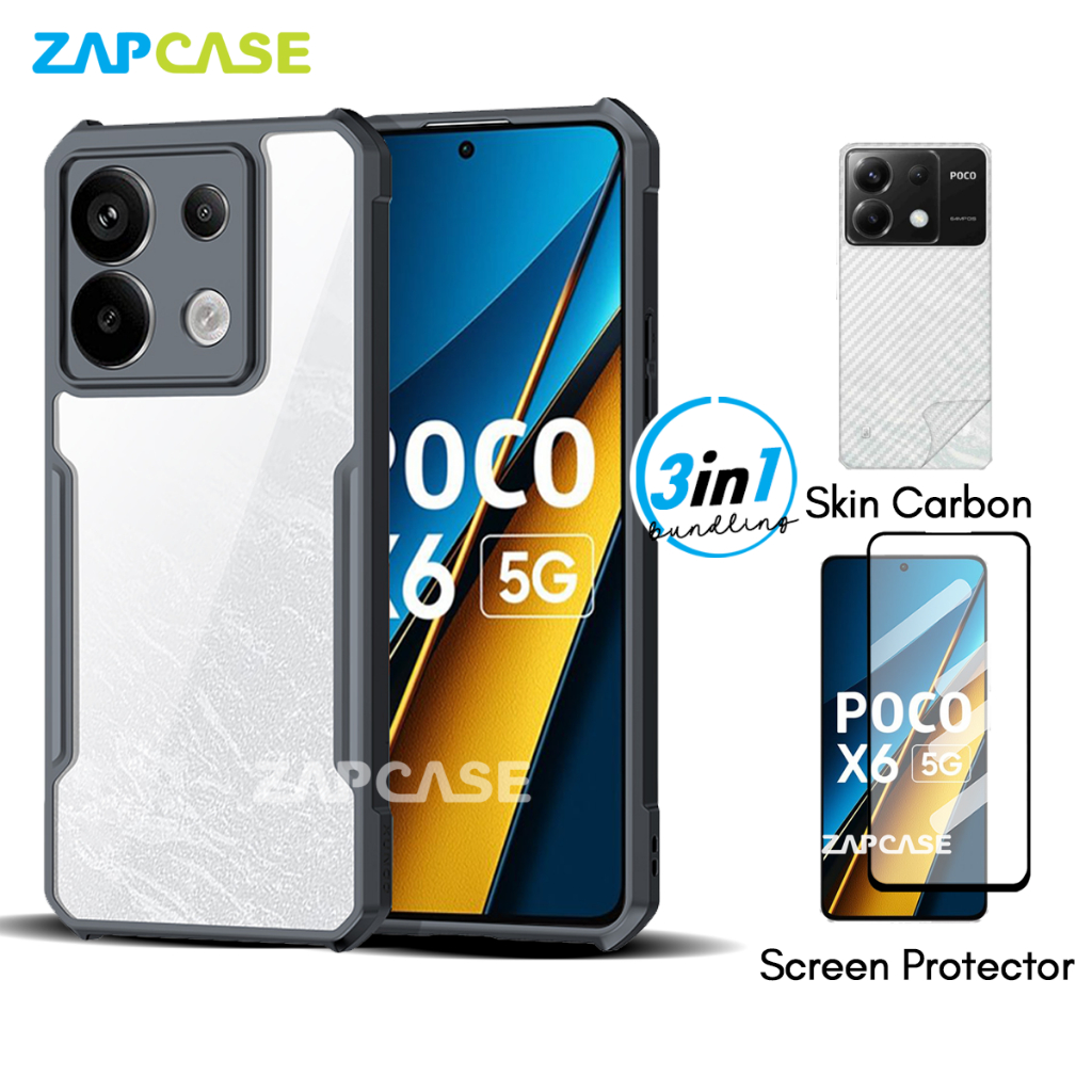 Jual 3in1 Case Xiaomi Poco X6 5G Armor Fushion Casing Free Tempered ...