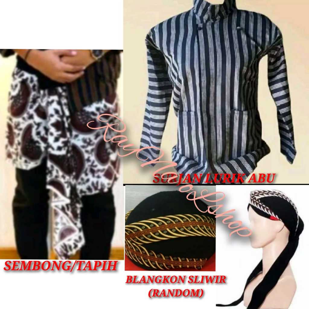 Jual SURJAN LURIK ABU + BLANGKON SLIWIR + TAPIH/SEMBONG INSTAN | SETELAN PAKAIAN TRADISIONAL ...