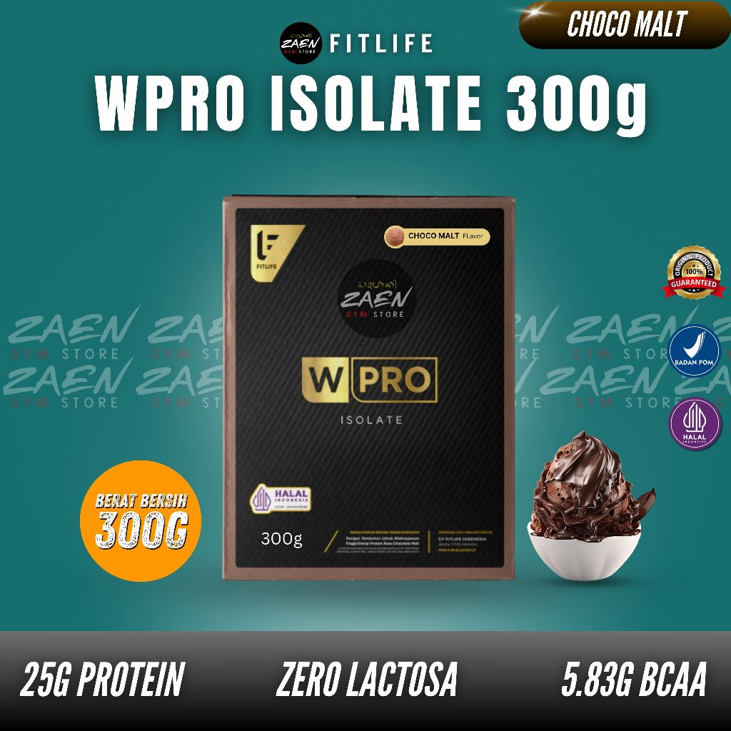 Jual Fitlife Wpro Iso 300 Gram Whey Protein Isolate BPOM Halal Wheypro ...