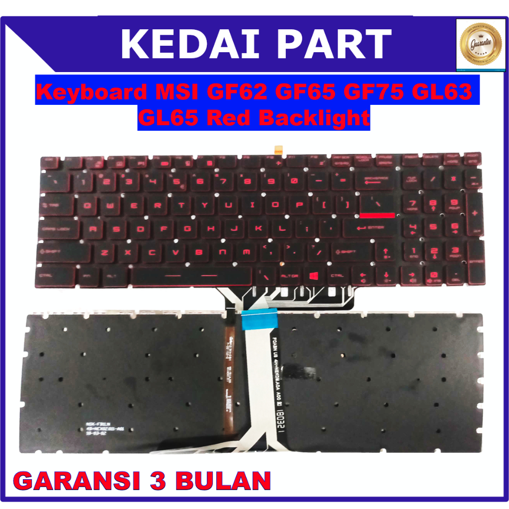 Jual Keyboard MSI GF62 GF65 GF75 GL63 GL65 GL73 GL75 GP63 Red Backlight ...