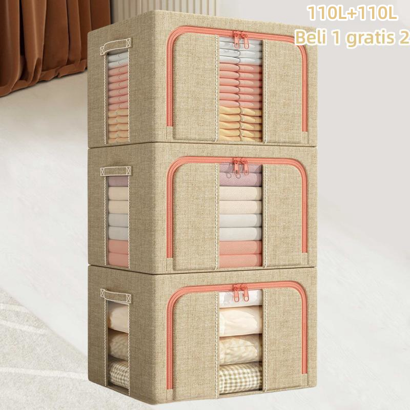 Jual linen katun lebih tebal organizer box Lipat storage box pakaian ...