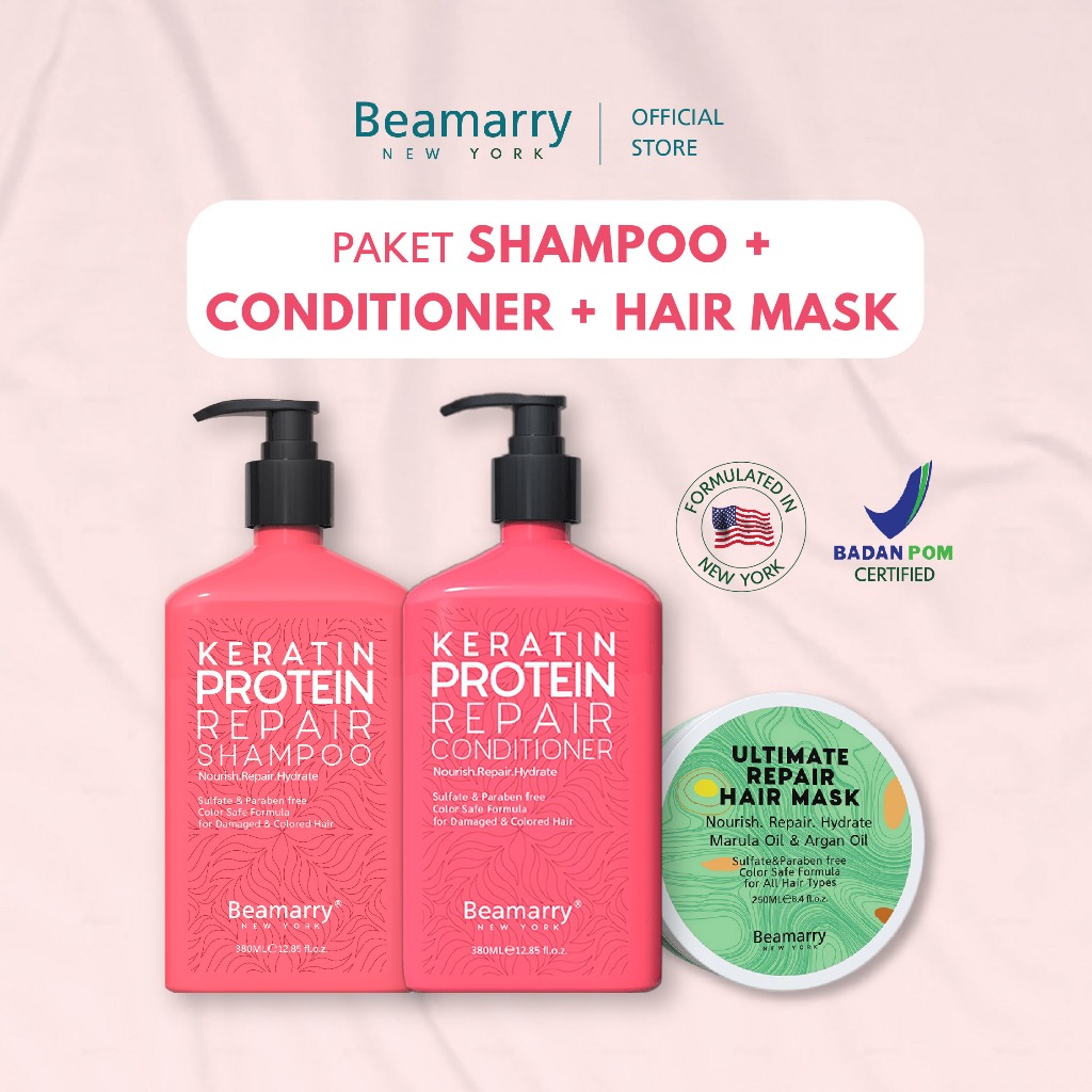 Jual Beamarry Hair Care | Paket Shampoo + Conditioner 380ml + Hair Mask ...