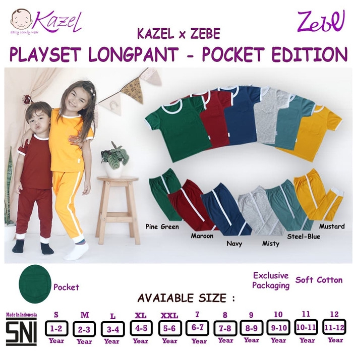 Jual PNB192 SETELAN KAZEL ZEBE PLAYSET LONGPANT POCKET EDITION | Shopee Indonesia