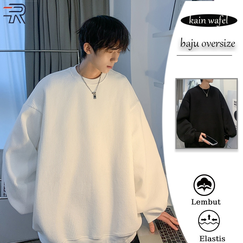 Jual korean style kaos pria basic tshirt baju kaos polos pria crewneck ...
