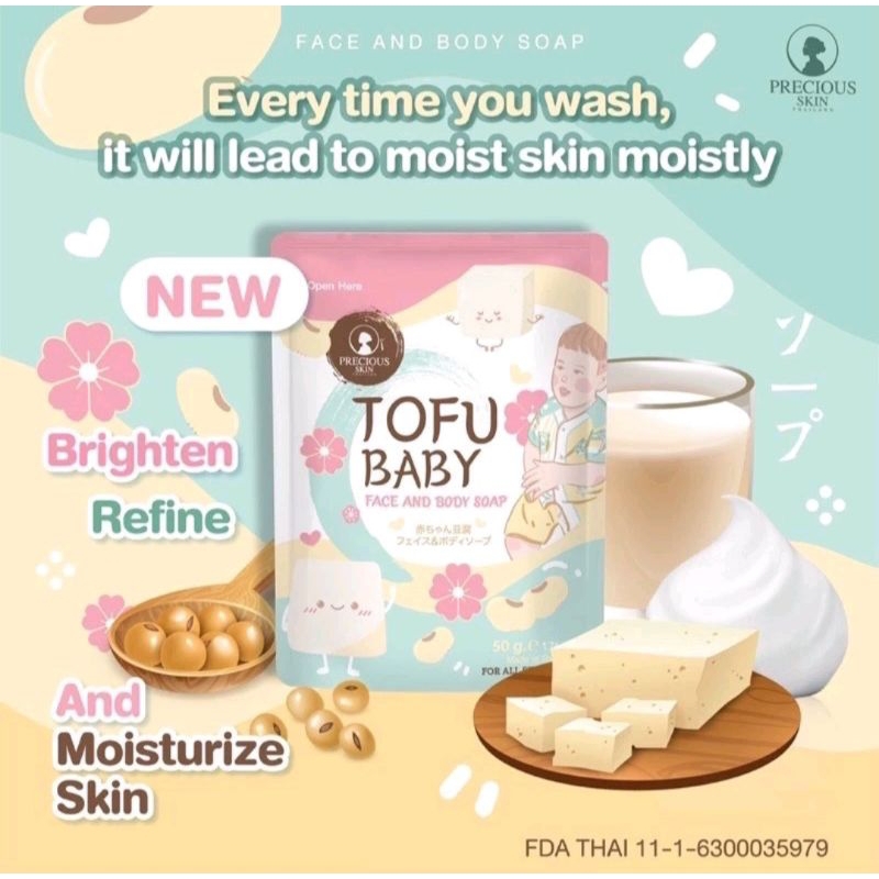 Jual BABY TOFU WHITENING FACE & BODY SOAP THAI 100% ORI 50 GRAM ...