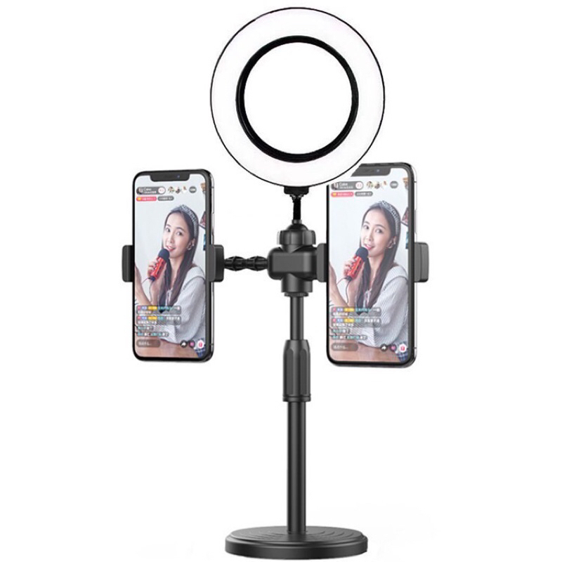 Jual ring light tripod + 2 holder hp stand hp vlogger live streamer ...
