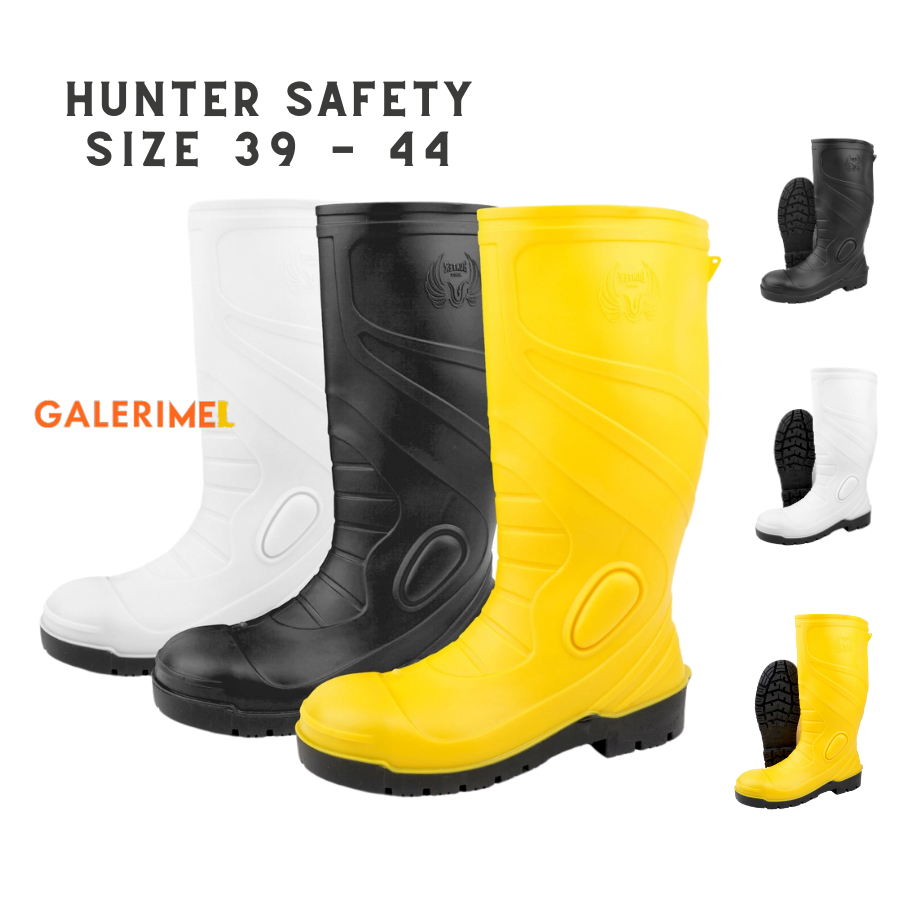 Jual Sepatu boots tinggi hunter safety 1 Putih kuning hitam anti slip ...