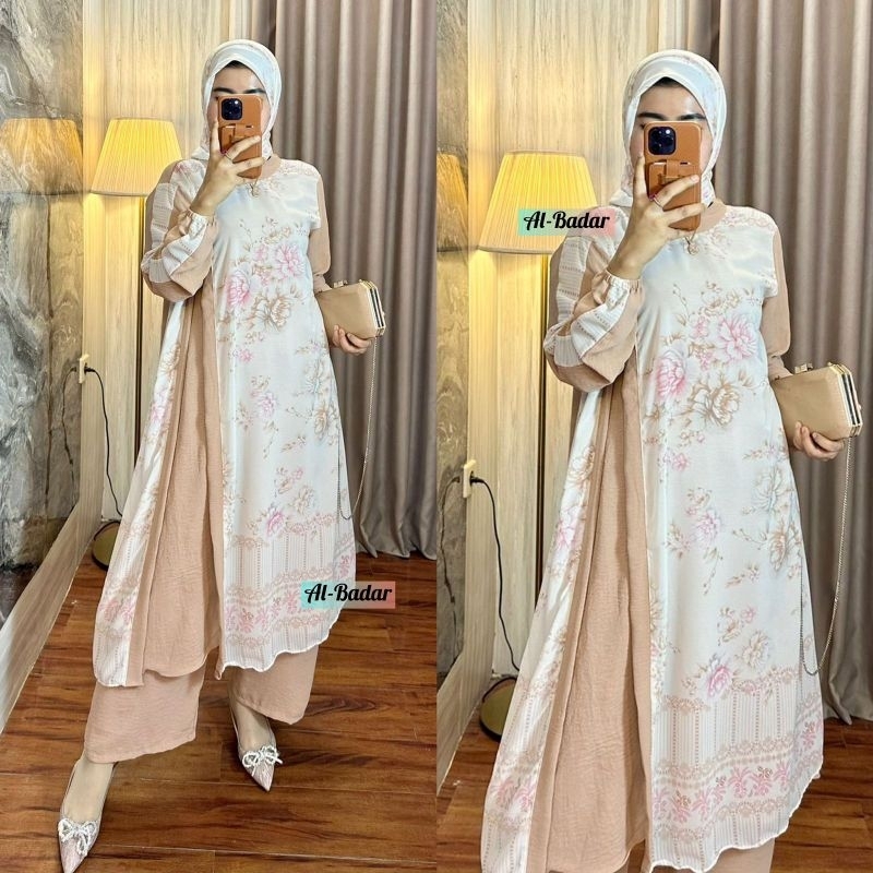 Jual SETCEL KRINGKEL TUNIK MIX CERUTY MOTIF ETNIK SLETING BELAKANG PLUS ...