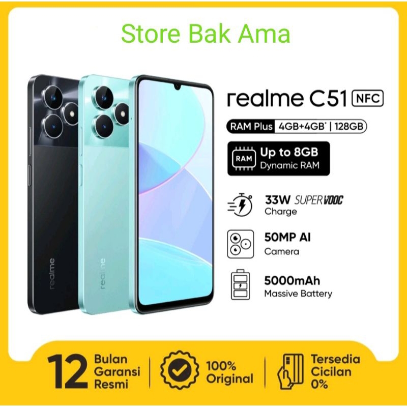 Jual Hp realme c51 4/128Gb NFC 50mp camera AI 5000mAh | Shopee Indonesia