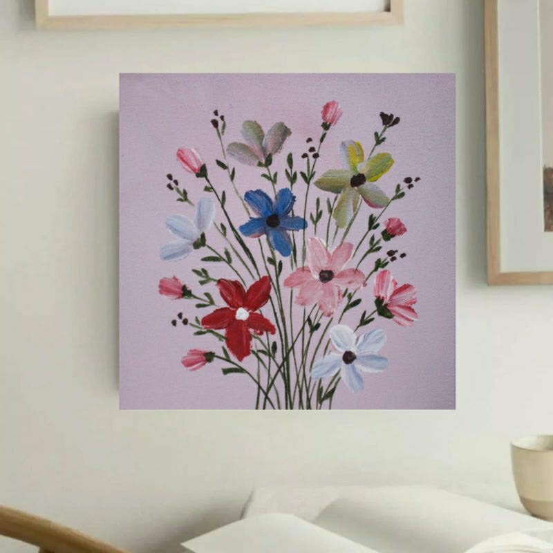 Jual Lukisan Bunga Aesthetic kanvas 20x20 | Shopee Indonesia