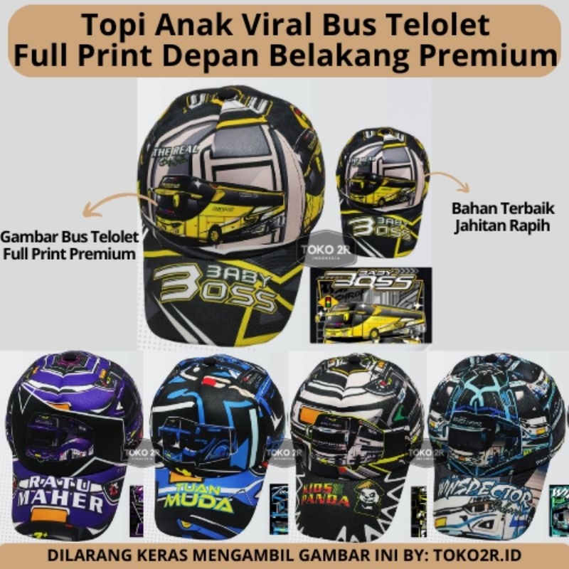 Jual TOPI ANAK BUS TELOLET VIRAL SUBLIM FULL PRINT PREMIUM TERBAIK ...