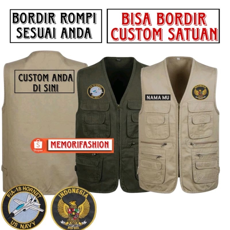 Jual ROMPI VEST CUSTOM BORDIR SATUAN/LUSINAN | Shopee Indonesia