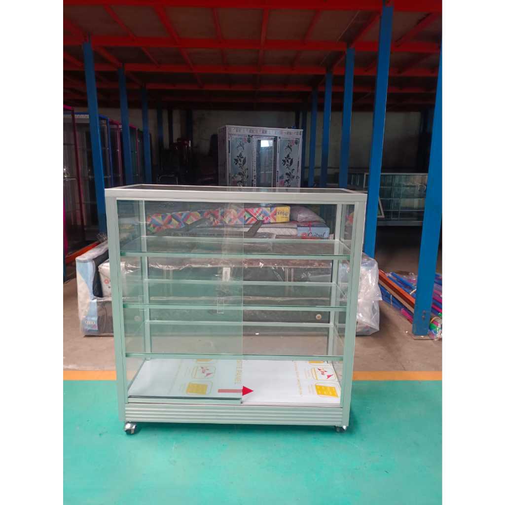 Jual rak etalase aluminium kaca toko ukuran 1/1.5/2 meter termurah ...