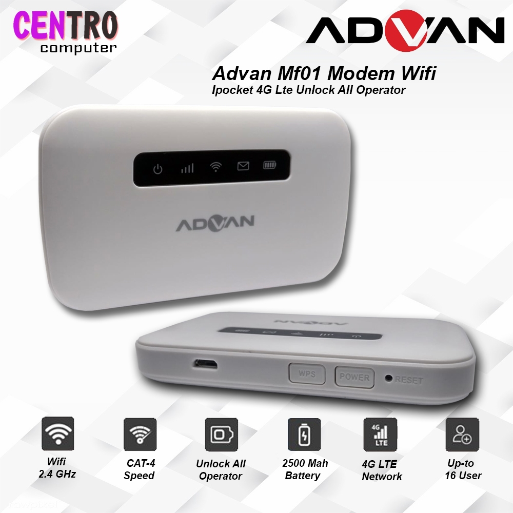 Jual Advan Mf01 Modem Wifi Ipocket 4G Lte Unlock All Operator | Shopee ...