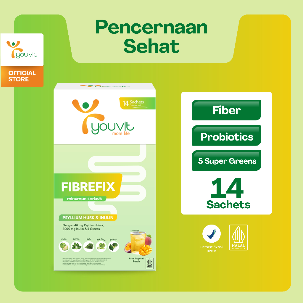 Jual [FREE SAMPLE VITAMIN] Youvit 4-in-1 FibreFix 14 Hari | Minuman ...