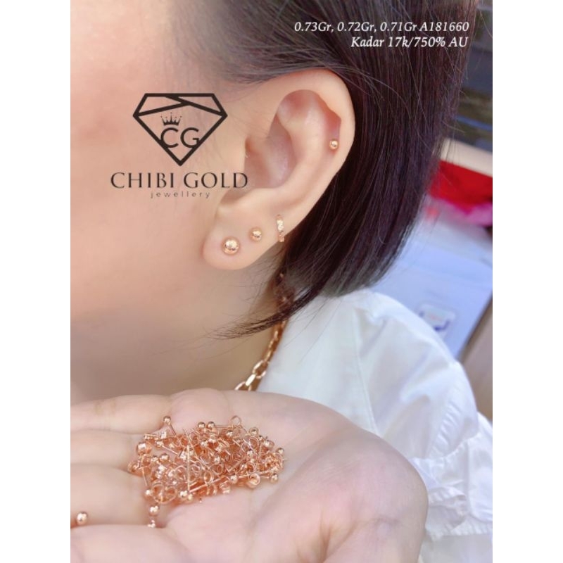 Jual CHIBI GOLD - Anting Pentol Rose gold emas 750 kadar 17k ...
