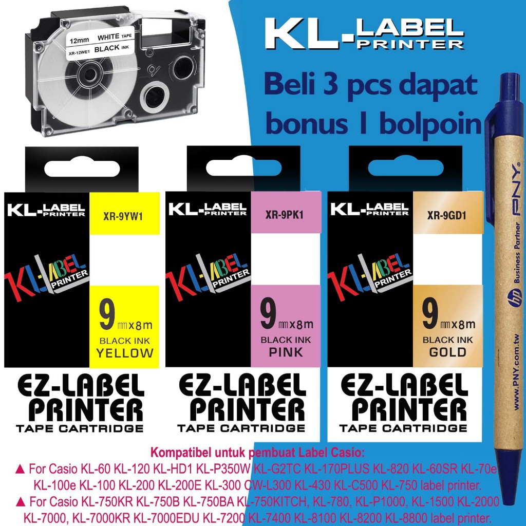 Jual Label Tape Casio / Cartridge Pita Label it Tinta Refil EZ label ...