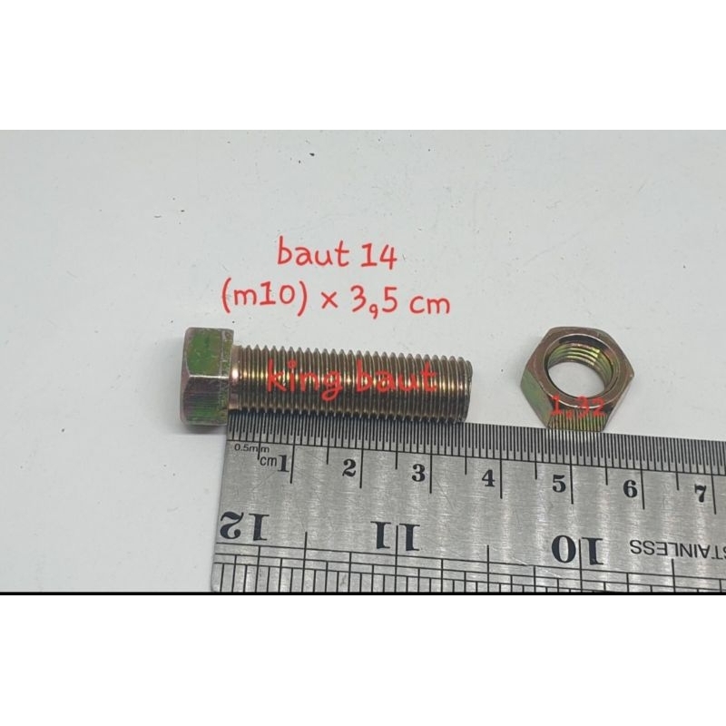 Jual (paket 50 set) baut 14 (10mm) x 3,5cm + mur | Shopee Indonesia