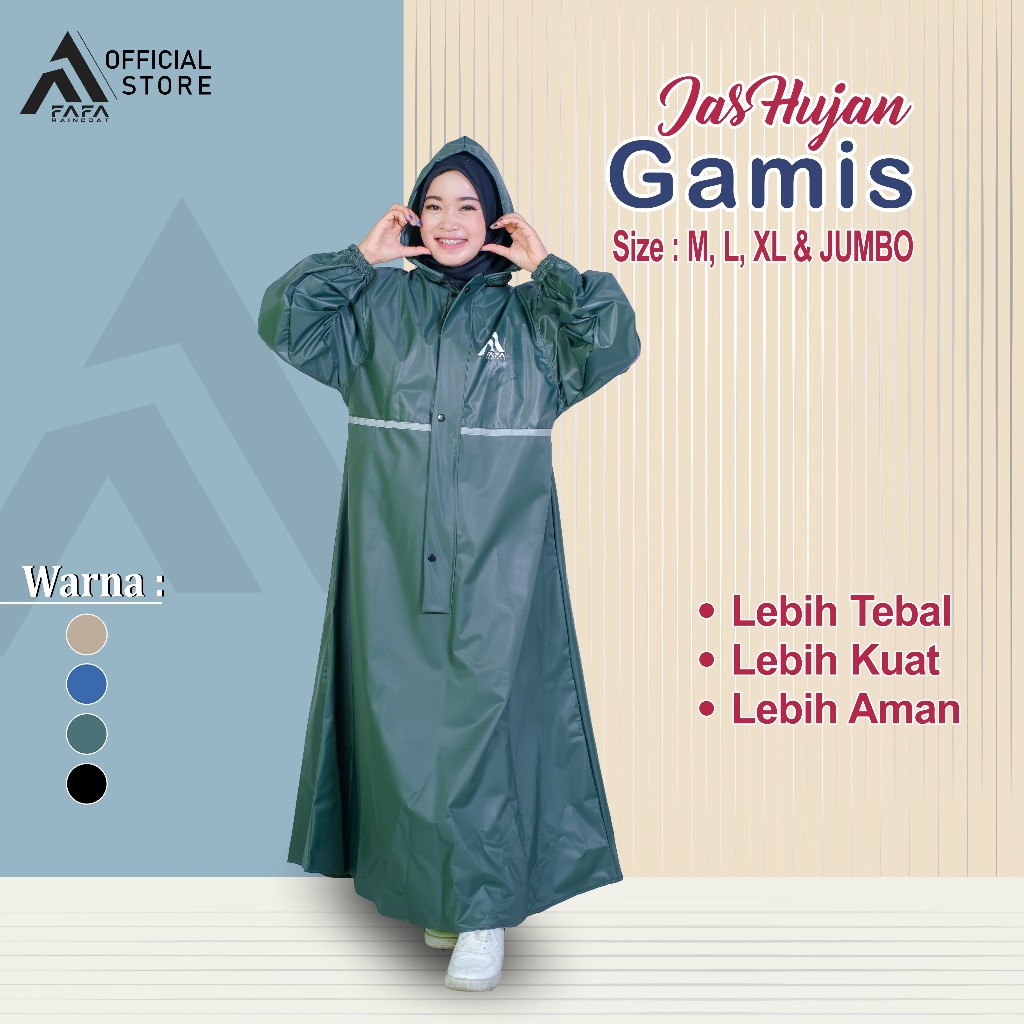 Jual Jas Hujan Gamis Wanita Dewasa Anti Rembes by FAFA Premium ...