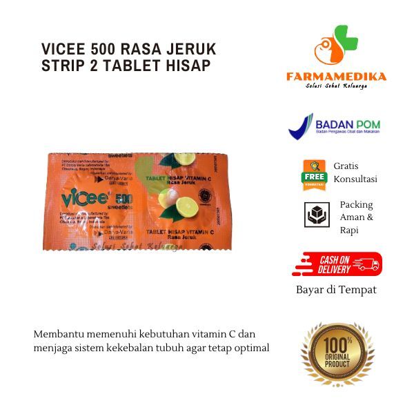 Jual VICEE 500 RASA JERUK STRIP 2 TABLET HISAP | Shopee Indonesia