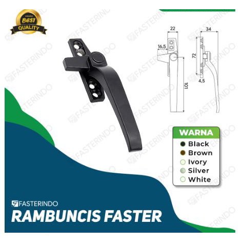 Jual RAMBUNCIS JENDELA 4 LUBANG PADAT FASTER/ KUNCI JENDELA / HANDLE ...