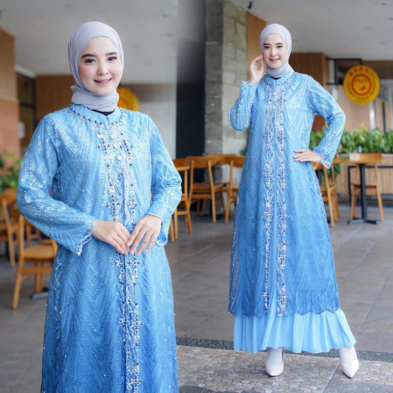 Jual Gamis Cardigan Tille Gradasi Payet /Gamis modern /Gamis elegan ...