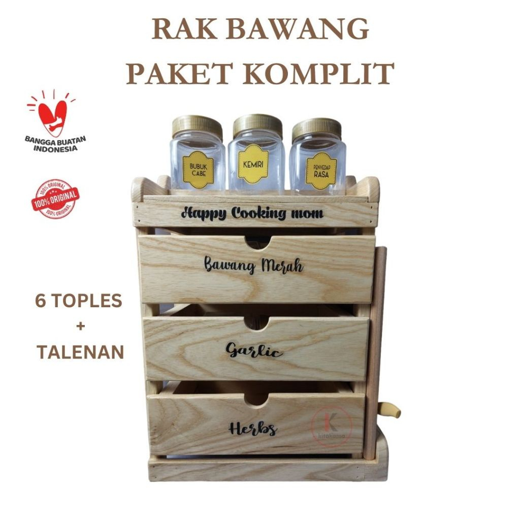 Jual RAK BUMBU DAPUR ESTETIK RAK BAWANG PAKET KOMPLIT (GRATIS TOPLES ...
