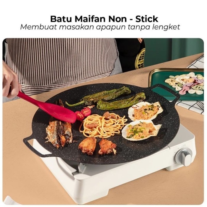 Jual WAJAN PANGGANGAN KOREAN GRILL PAN 34 cm Anti Lengket Wajan marble ...