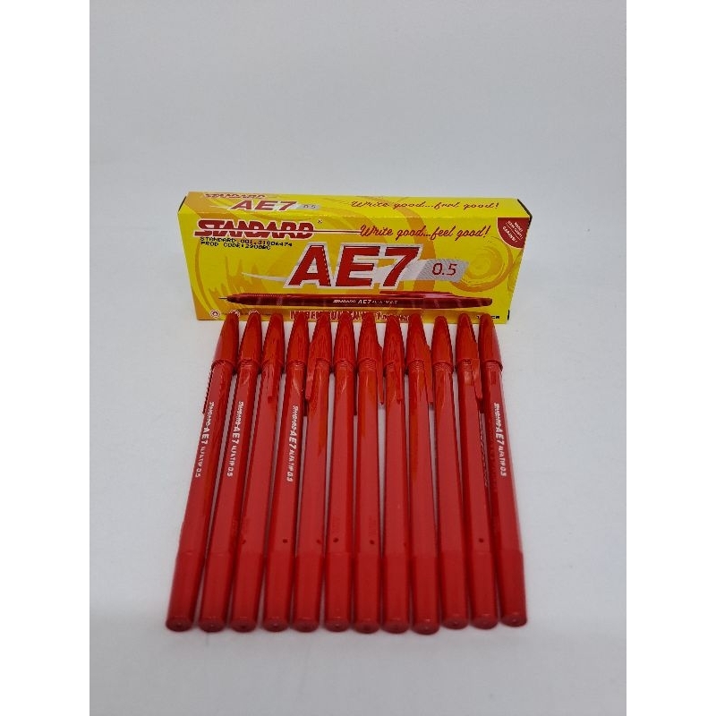 Jual PULPEN STANDARD AE7 MERAH (1PACK / 12PCS) | Shopee Indonesia