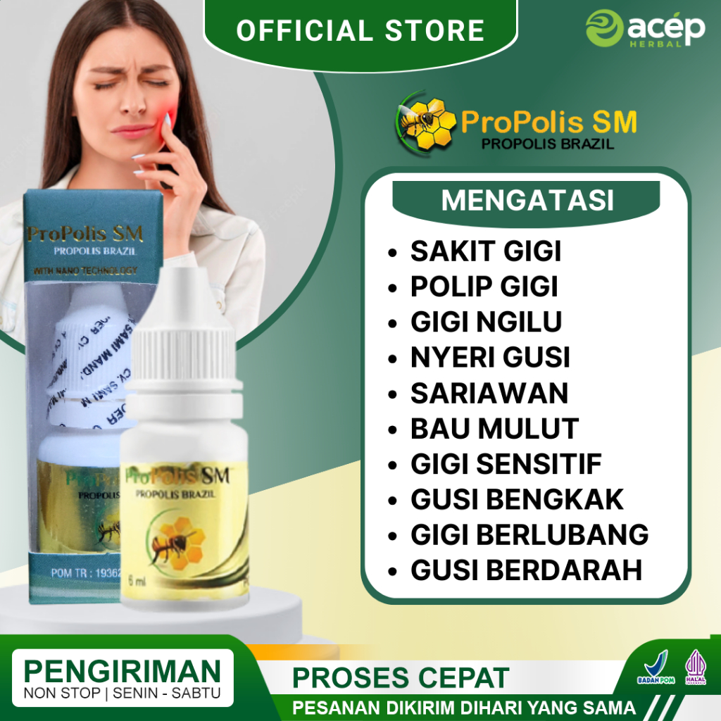 Jual Obat Sakit Gigi Berlubang Gusi Bengkak Sariawan dan Bau Mulut Herbal Propolis SM Paling ...