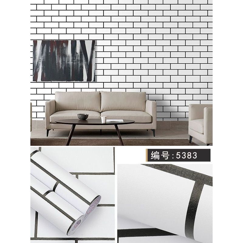 Jual Wallpaper Dinding Bata Putih Lis Hitam Ukuran 8m s/d 10m x 45cm ...