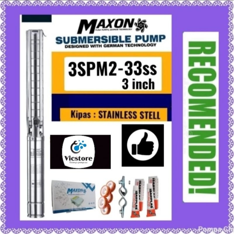 Jual Pompa satelit 3" Maxon 3spm2-33ss 1.5hp submersible pump unit only ...