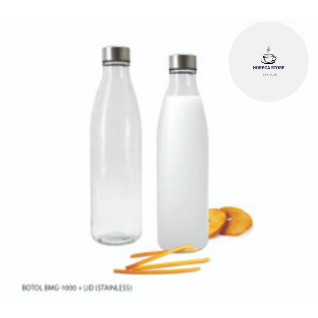 Jual BMG 1000ml Botol Minum Kaca White Line - Botol Kaca - Botol Susu ...