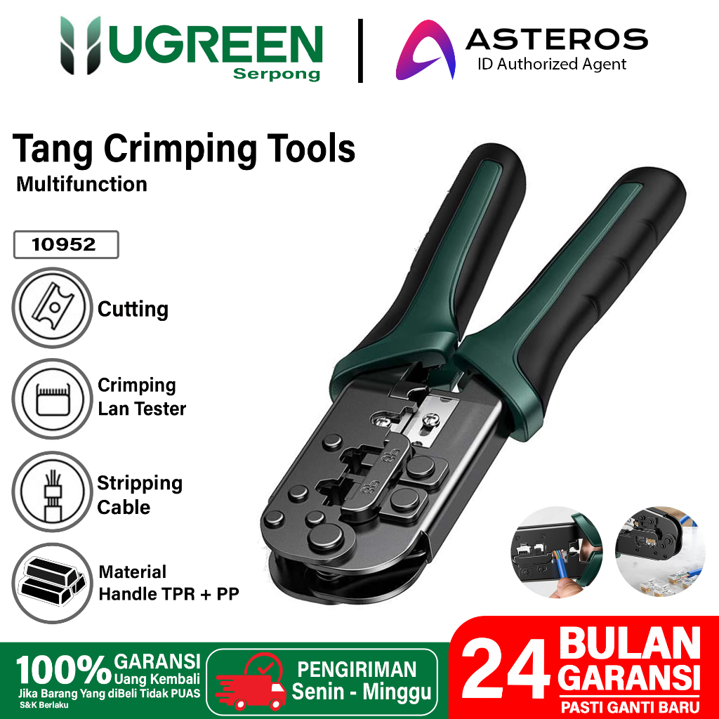 Jual UGREEN Tang Crimping Tool RJ45 RJ11 Lan Network Cable 6P 8P ,Alat Potong Kabel LAN | Shopee ...