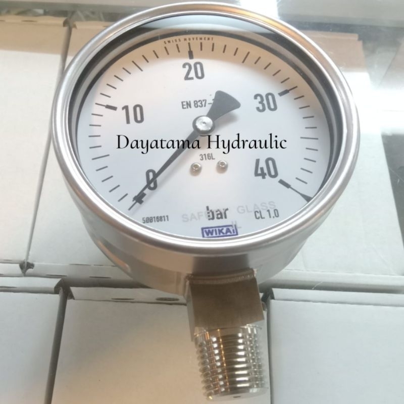 Jual 40 BAR PRESSURE GAUGE WIKA 4" INCH FULL STAINLESS | Shopee Indonesia