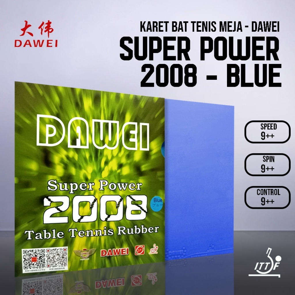 Jual Karet Bat Tenis Meja Pingpong Dawei 2008 Super Power Blue | Shopee Indonesia