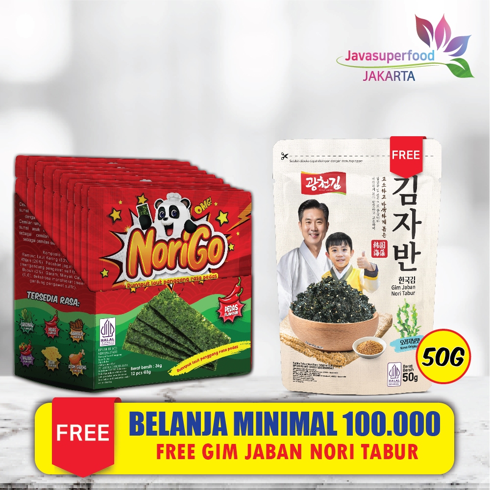 Jual Norigo (1 BOX ISI 12 PCS) / Nori Sachet Spicy Seaweed Snack 3g ...