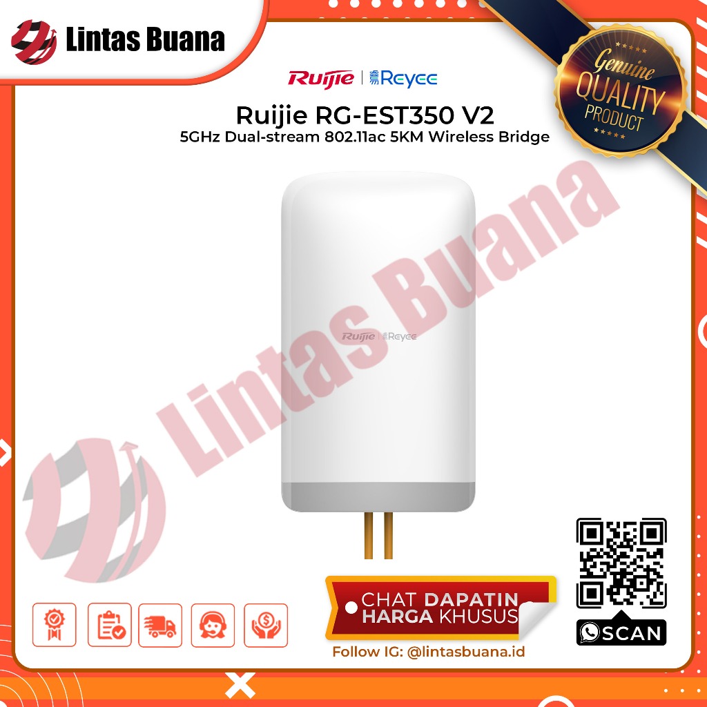 Jual Ruijie RG-EST350 V2 5GHz Dual-stream 802.11ac 5KM Wireless Bridge ...