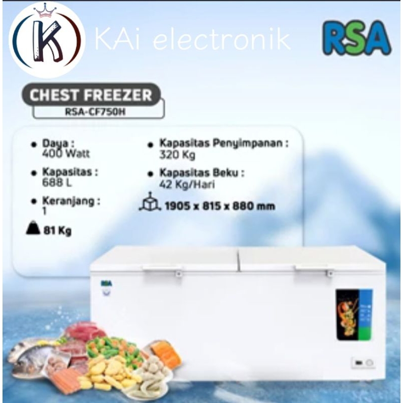 Jual chest freezer RSA CF750H /2 pintu (netto 688L) | Shopee Indonesia