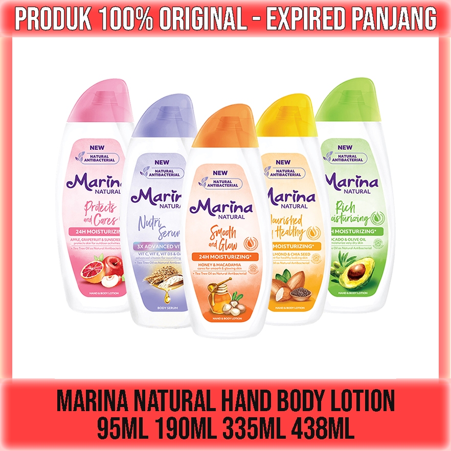 Jual Marina Natural Hand and Body Lotion 95ml 190ml 335ml 438ml ...