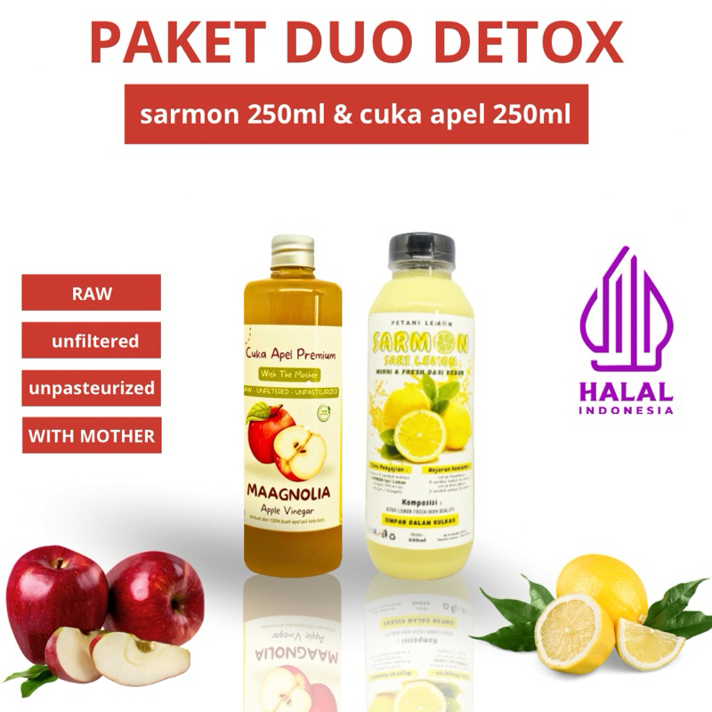 Jual paket duo detox sarmon sari lemon 250ml dan cuka apel 250ml ...