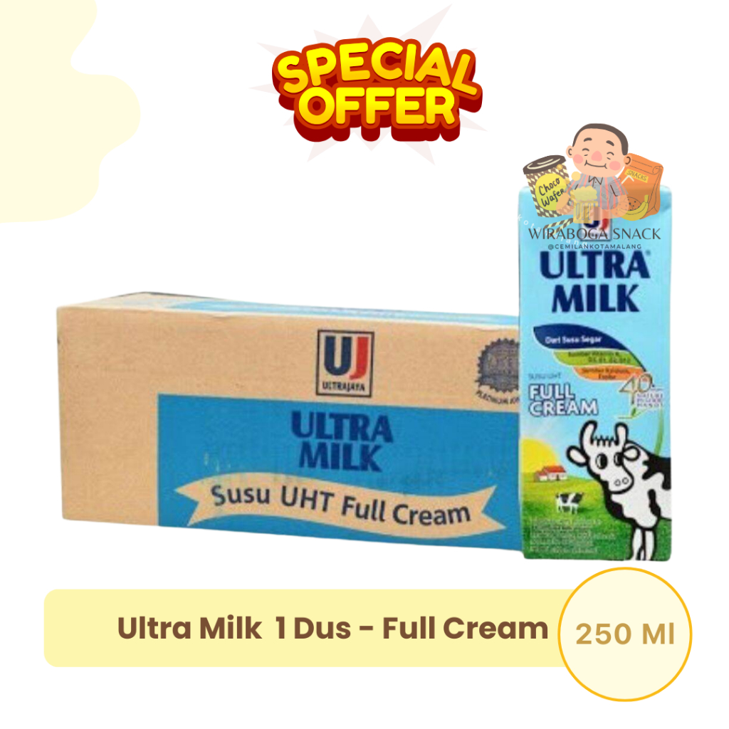 Jual Ultra Milk Susu UHT 250 ml 1 KARTON isi 24 ( KHUSUS GOSEND DAN GRAB ) | Shopee Indonesia